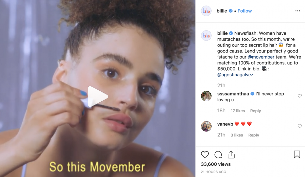 Billie: Movember Women Have Mustaches Too | Creative Works | The Drum